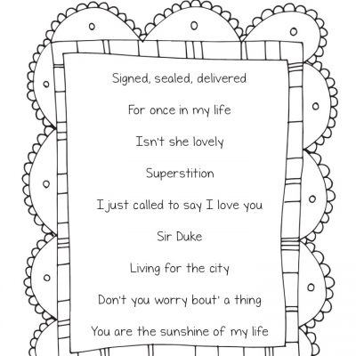 Stevie Wonder Music Study: Activities and Worksheets