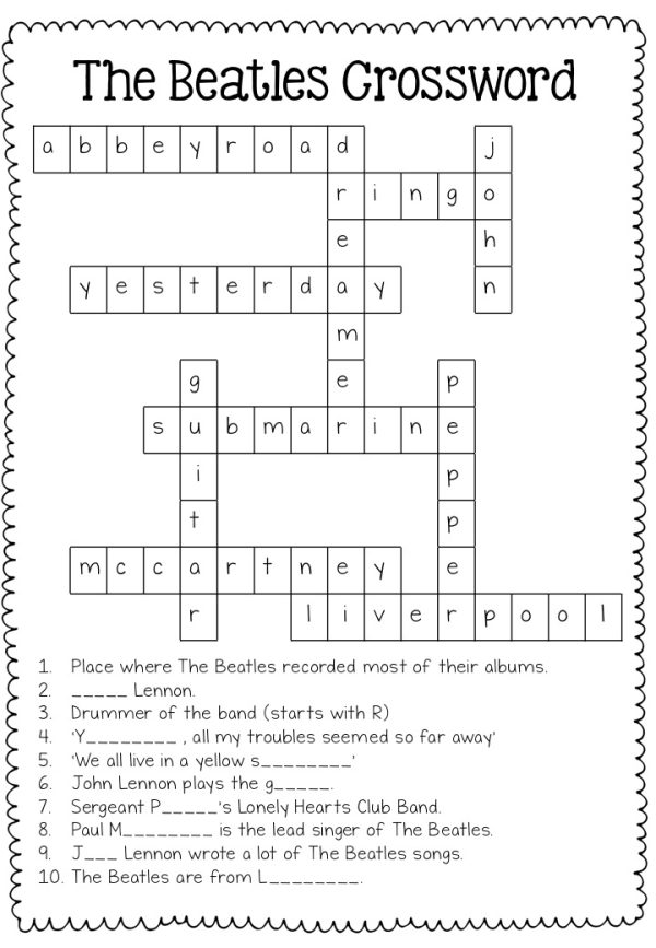 The Beatles Music Study: Activities and Worksheets