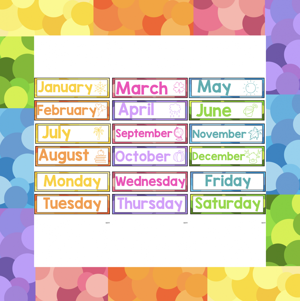 Months of the Year Days of Week Display – Class of Creativity
