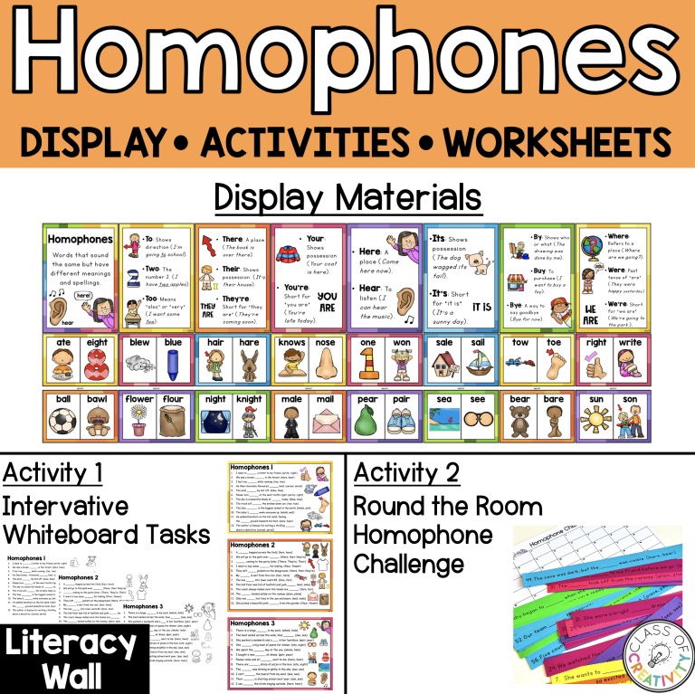 Homophones Display and Activities – Class of Creativity